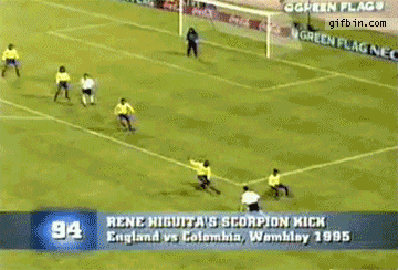 Higuita Scorpion Kick Save, 1995 | Best Funny Gifs Updated Daily