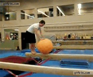 Exercise Ball Balance Beam Nut Shot | Best Funny Gifs Updated Daily