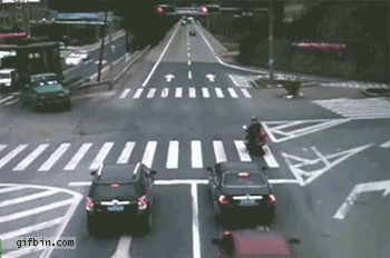 Lucky Biker Survives Truck Tip-over Crash | Best Funny Gifs Updated Daily