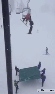 Skier Falls Off Chair Lift | Best Funny Gifs Updated Daily