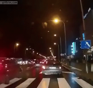 Driver Changes Lanes Right Before Street Light Falls | Best Funny Gifs ...