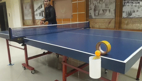 Ping Pong Trick Shot Through Tape Roll | Best Funny Gifs Updated Daily