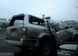 Wrecked Car On The Highway | Best Funny Gifs Updated Daily