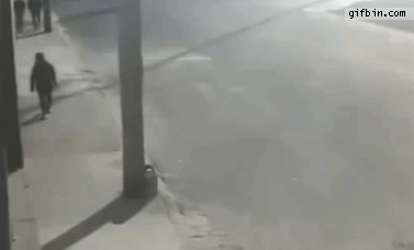 Pole Saves Pedestrian From Accident | Best Funny Gifs Updated Daily