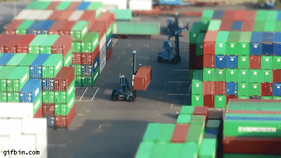 Tilt-shifted Container Stacking | Best Funny Gifs Updated Daily