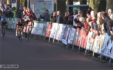 Spectator Knocks Down Bicyclist | Best Funny Gifs Updated Daily