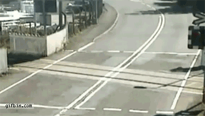 Car Passes In Front Of Train | Best Funny Gifs Updated Daily