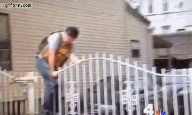 FBI Agent Jumps Open Fence | Best Funny Gifs Updated Daily