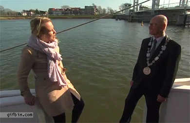 Reporter Falls Into Water During Interview | Best Funny Gifs Updated Daily