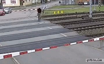 Man Nearly Hit By Train | Best Funny Gifs Updated Daily