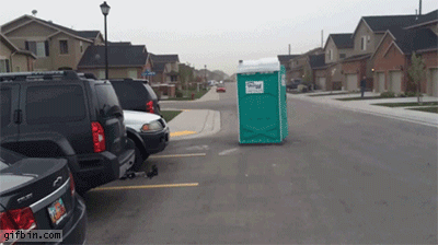 Runaway Porta-potty In Strong Wind | Best Funny Gifs Updated Daily
