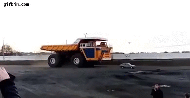450-ton Dump Truck Crushes Car | Best Funny Gifs Updated Daily