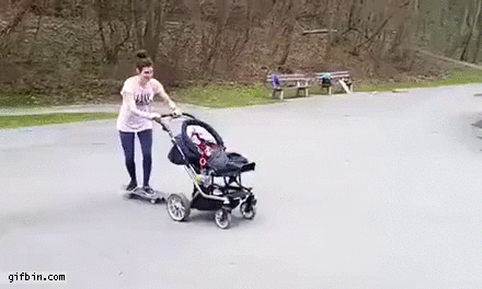 Skater mom kickflips while pushing stroller - Maria Oberloher - Full ...