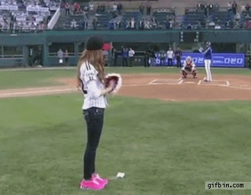 Korean Chick Baseball Pitch Fail | Best Funny Gifs Updated Daily