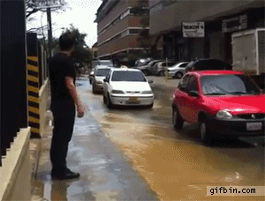 Guy Takes Cab To Cross Puddle | Best Funny Gifs Updated Daily