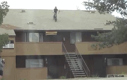 Bicycle Jump From Rooftop Down Stairs | Best Funny Gifs Updated Daily