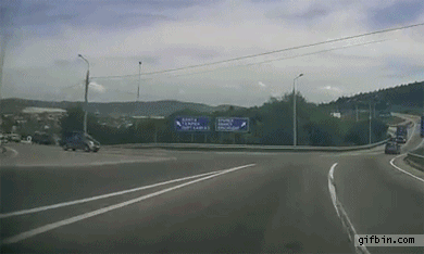 Truck Driver Brakes Right Before Crashing Into Car | Best Funny Gifs ...