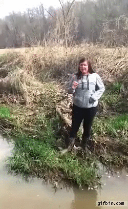 Girl Crossing Water | Best Funny Gifs Updated Daily