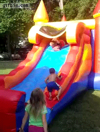 Woman Falls From Bouncy Slide On Kid | Best Funny Gifs Updated Daily