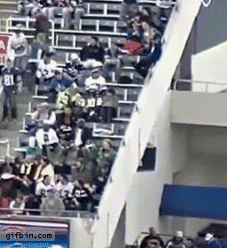 Guy Falls Off Hand Rail In The Stands | Best Funny Gifs Updated Daily