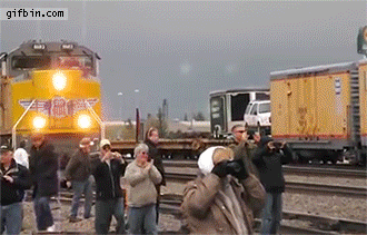Oblivious Train Watcher Nearly Hit From Behind | Best Funny Gifs ...