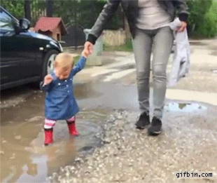 Mom Saves Toddler From Falling In Puddle | Best Funny Gifs Updated Daily