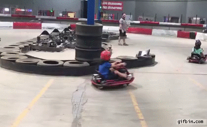 Gifbin - Kid spinning on go-kart (Reverse Gif)