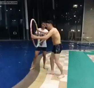 Swimming Pool Jump Through Hoop Prank | Best Funny Gifs Updated Daily