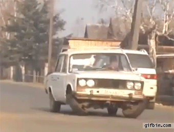 Russian Car Tiptoeing Backwards | Best Funny Gifs Updated Daily