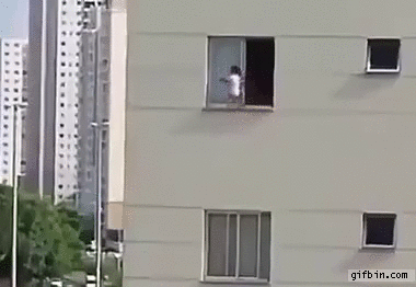 Kid Goes Out On Window Ledge | Best Funny Gifs Updated Daily