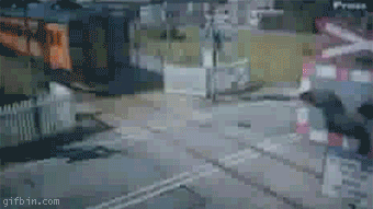 Car Almost Hit By Train | Best Funny Gifs Updated Daily
