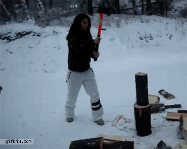 Girl chopping wood accidentally hits herself - Full screen | Best Funny ...