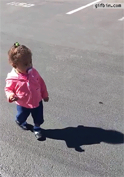 Little Girl Gets Scared Of Her Own Shadow | Best Funny Gifs Updated Daily