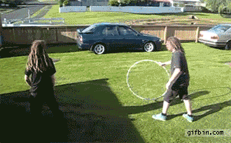 4 Guys Through Spinning Hoop Trick | Best Funny Gifs Updated Daily