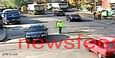 Traffic Cop Gets Hit By Bull In Intersection | Best Funny Gifs Updated ...