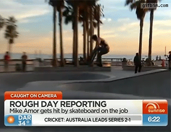 Reporter Gets Hit By Skateboard | Best Funny Gifs Updated Daily