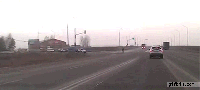 Lucky Guy In Intersection Survives Accident | Best Funny Gifs Updated Daily