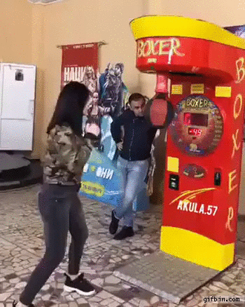 Girl On Punching Bag Machine | Best Funny Gifs Updated Daily