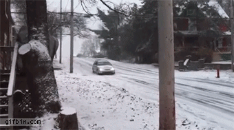 Car Makes Left Turn On Snowy Road | Best Funny Gifs Updated Daily