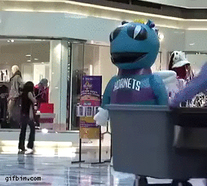 Gifbin - Hugo the Hornet mascot scare (Reverse Gif)